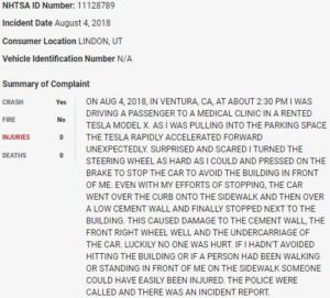 Apparent Sudden Unintended Acceleration Events Involving Tesla Vehicles ...